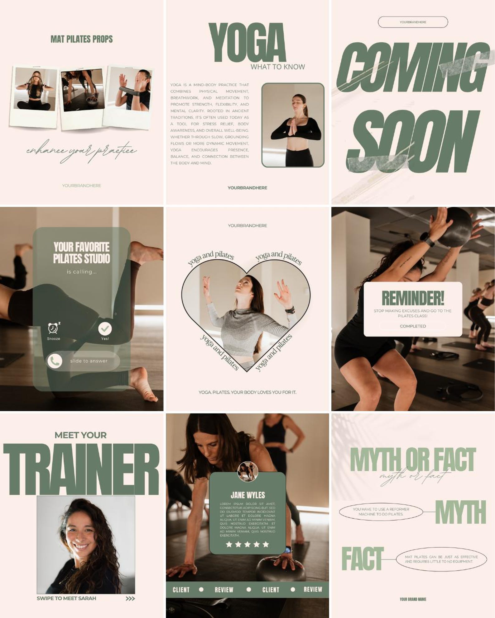 Pilates Studio Marketing Kit | Yoga Instructor Instagram Bundle ...