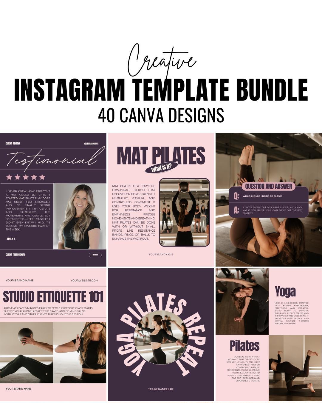 Creative Instagram Templates Bundle for Instructors and Studios | 40 ...