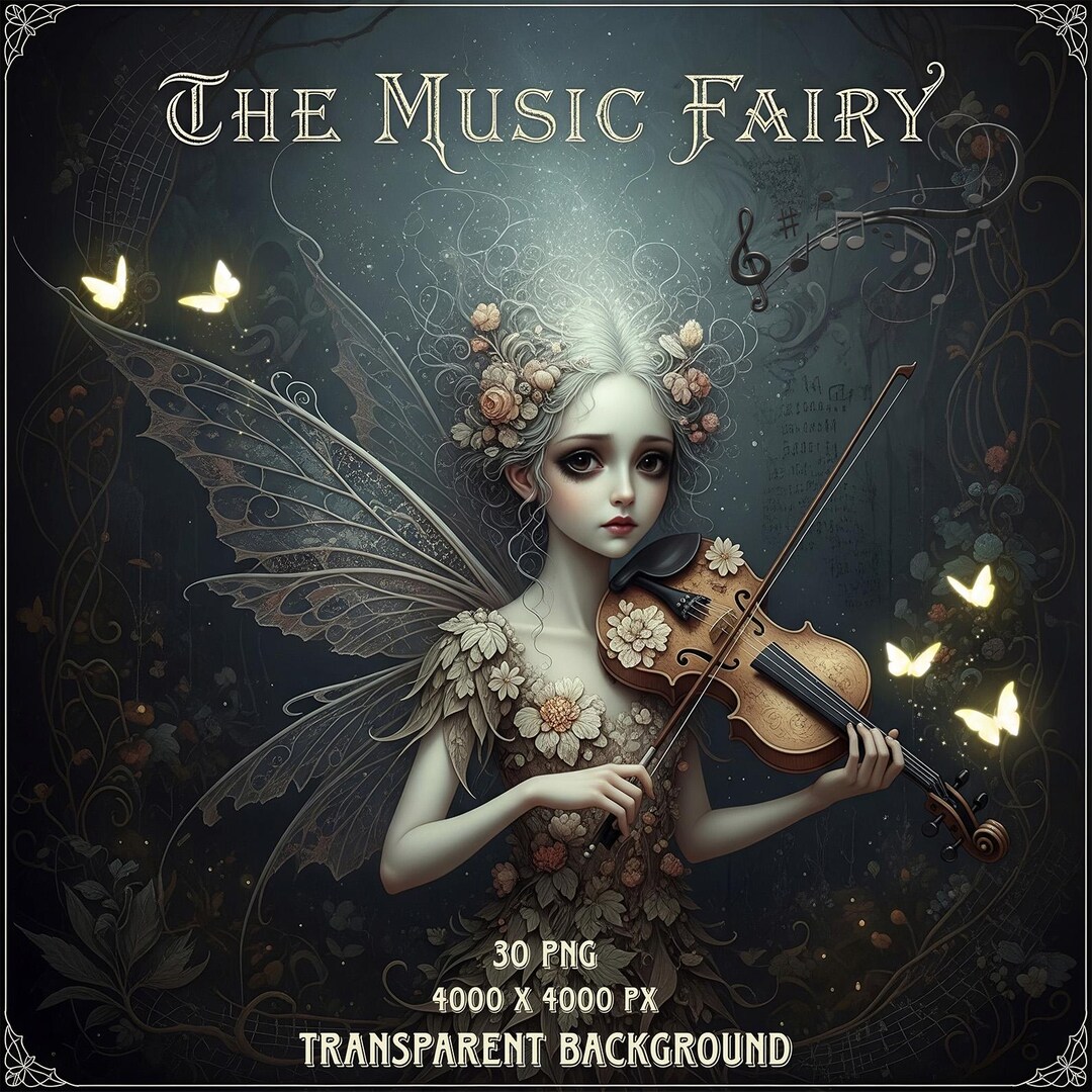 Music Fairy Clipart: Fantasy Instrument PNG Images (digital Download ...