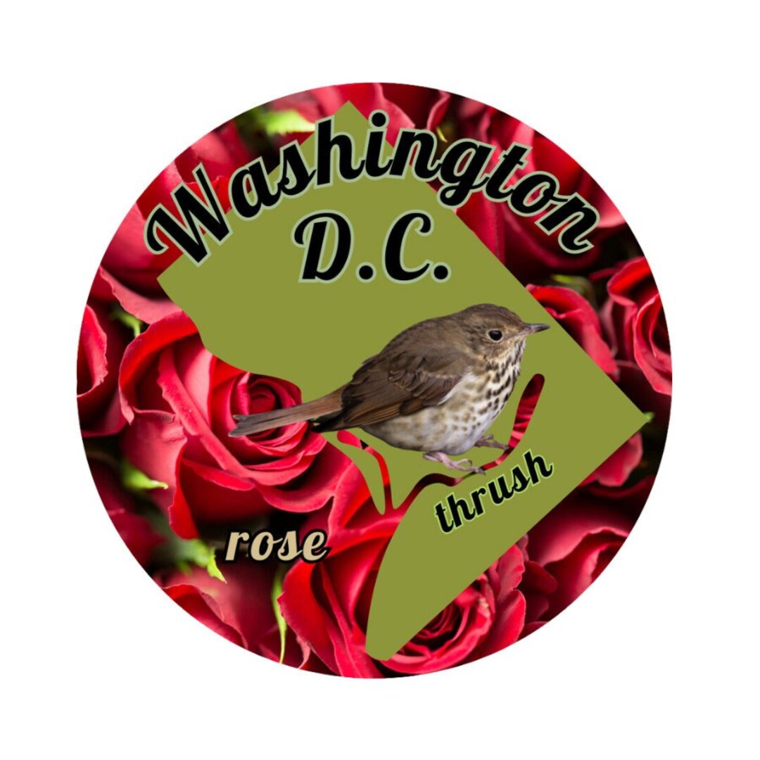 Washington D.C. Sticker With State Bird and Flower Sticker - Etsy
