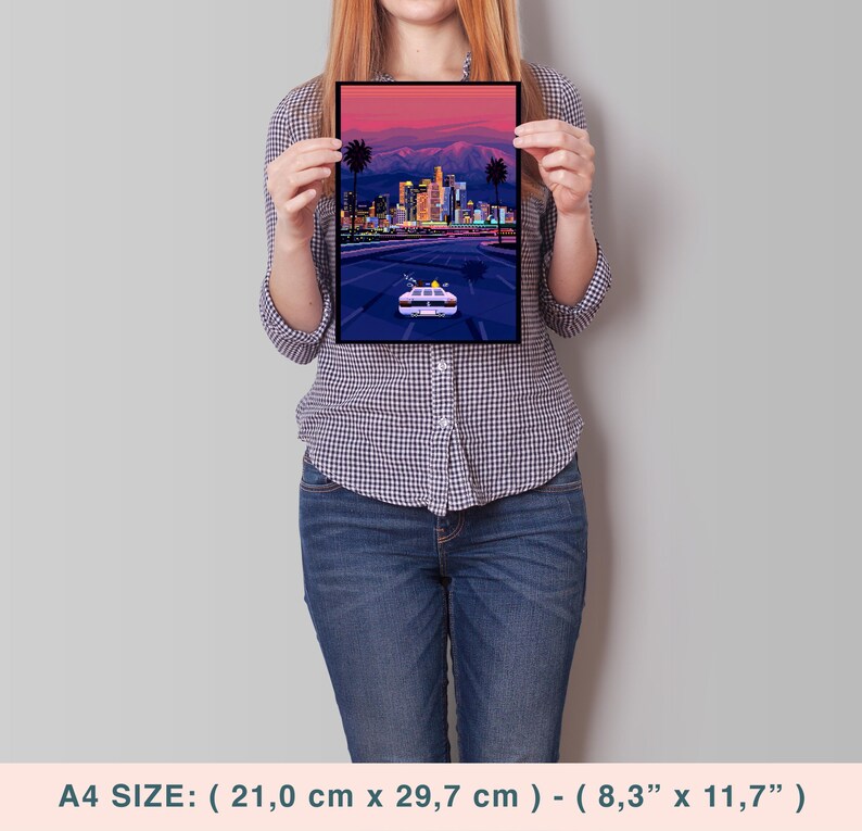 Synthwave Cityscape Poster – 80s Retro Pixel Art Print - Etsy UK