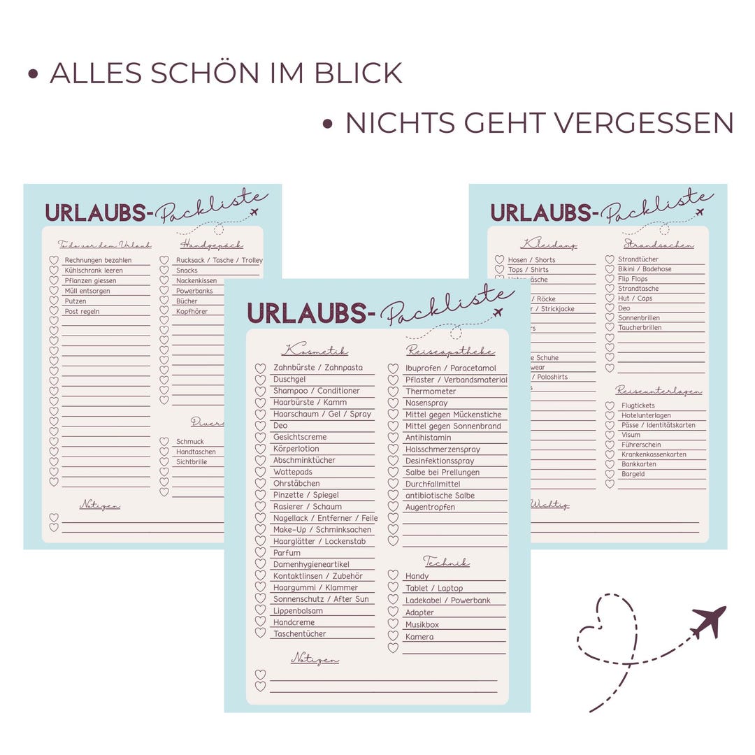 Holiday Packing List PDF, Travel Preparation List, Holiday Checklist ...