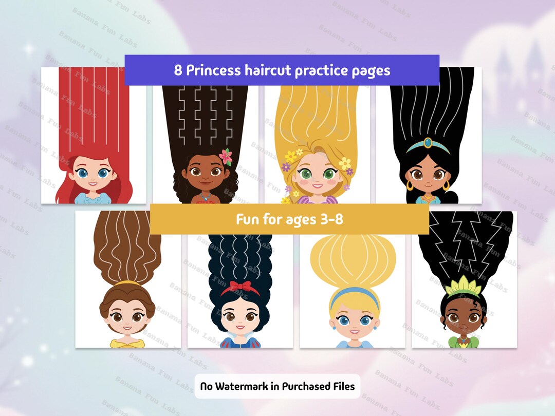 Princess Hair Salon Scissor Skills Activity: Fine Motor Practice ...