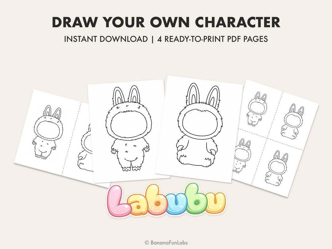 Draw Your Own Labubu | Kids Coloring Pages | Creative Art (digital ...