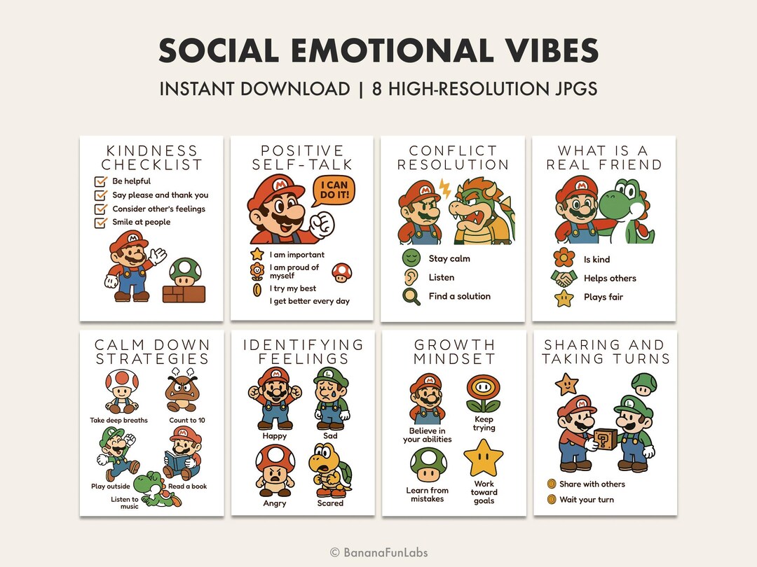 Mario-inspired Social Emotional Vibes for Kids | 8-in-1 Mario-inspired ...