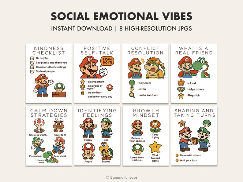 Mario-inspired Social Emotional Vibes for Kids | 8-in-1 Mario-inspired ...