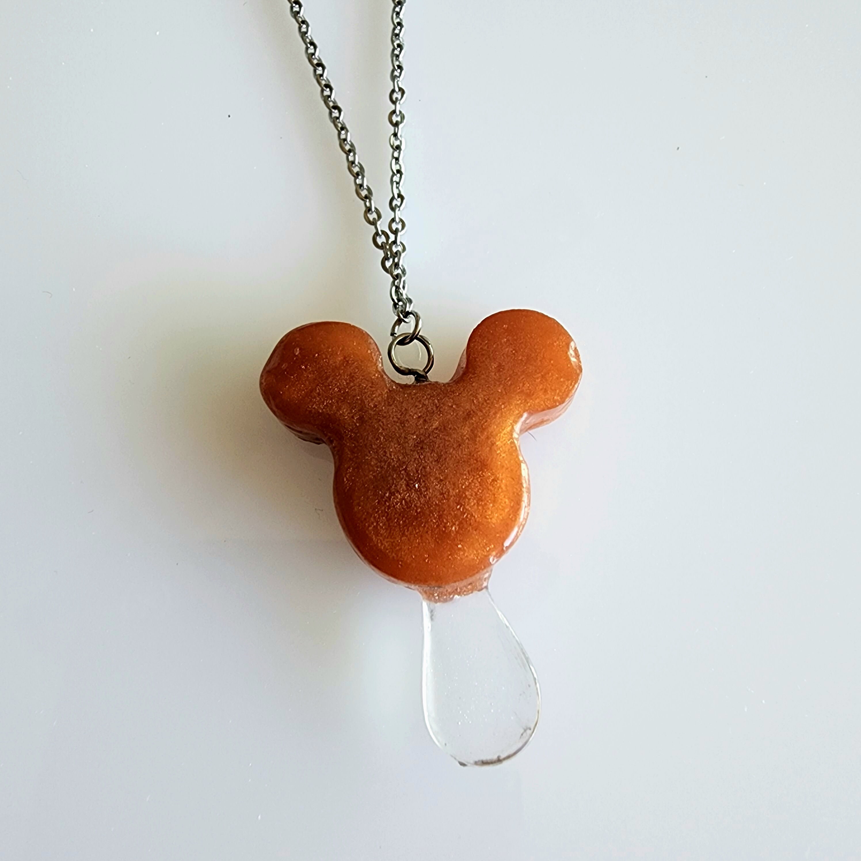 Mickey Bar Pendant - Mickey Mouse Ears Shaped Necklace - Glitter Ice ...