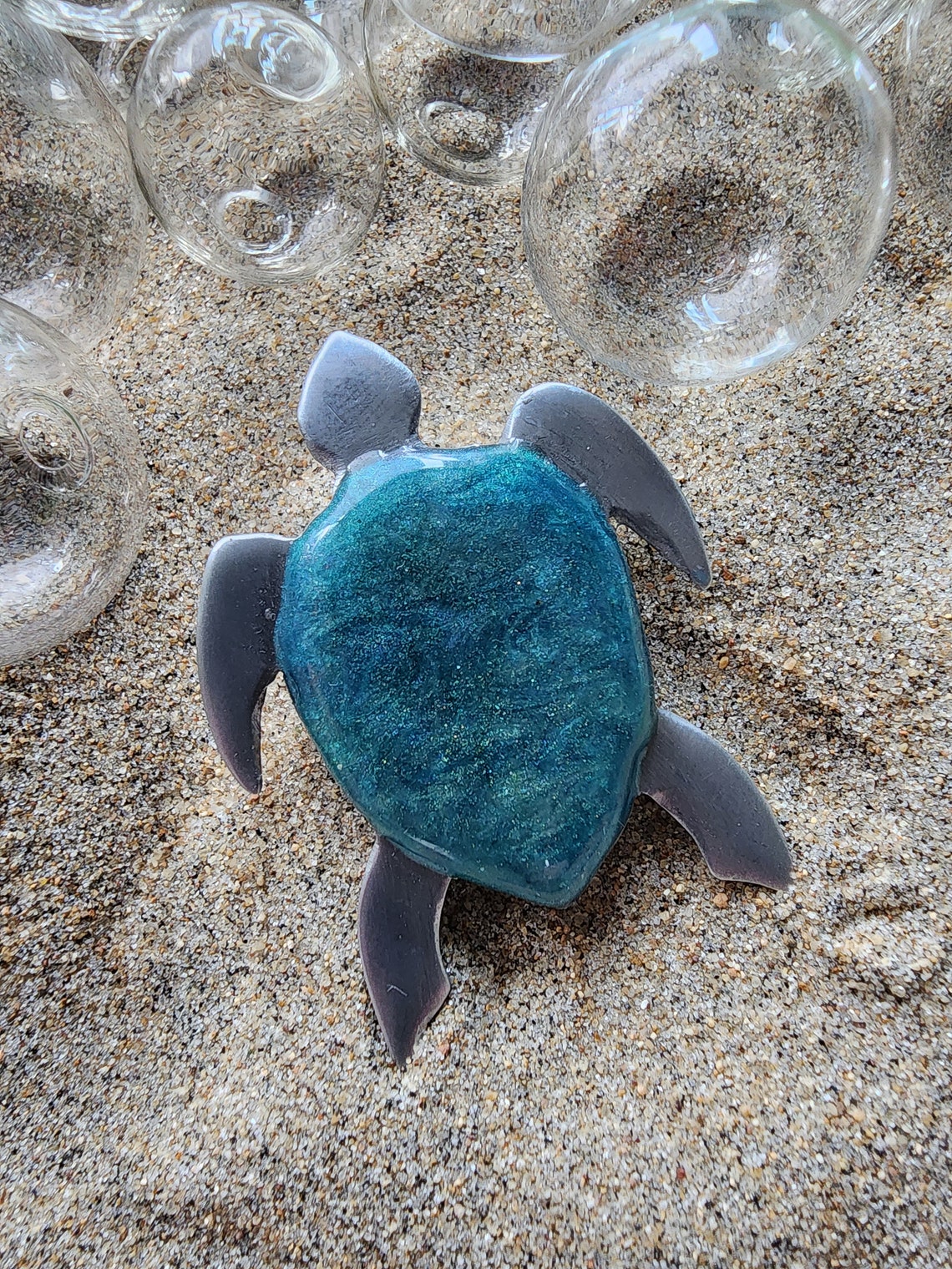 Blue Resin Sea Turtle Pendant - Turtle Aluminum Necklace - Etsy