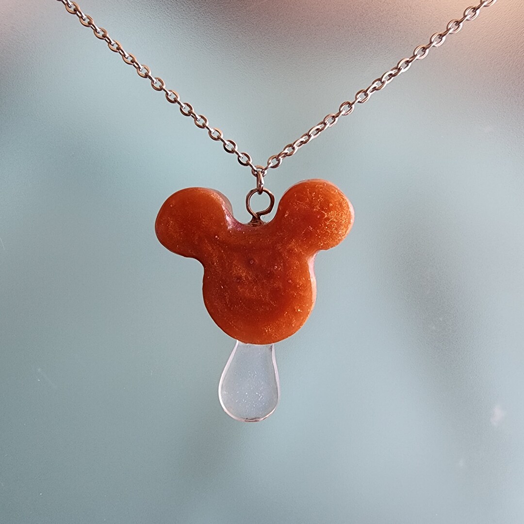 Mickey Bar Pendant - Mickey Mouse Ears Shaped Necklace - Glitter Ice ...