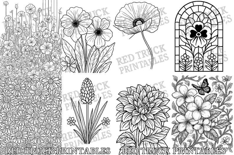 Bloom & Unwind: Printable Floral Coloring Pages for a Relaxing Escape ...