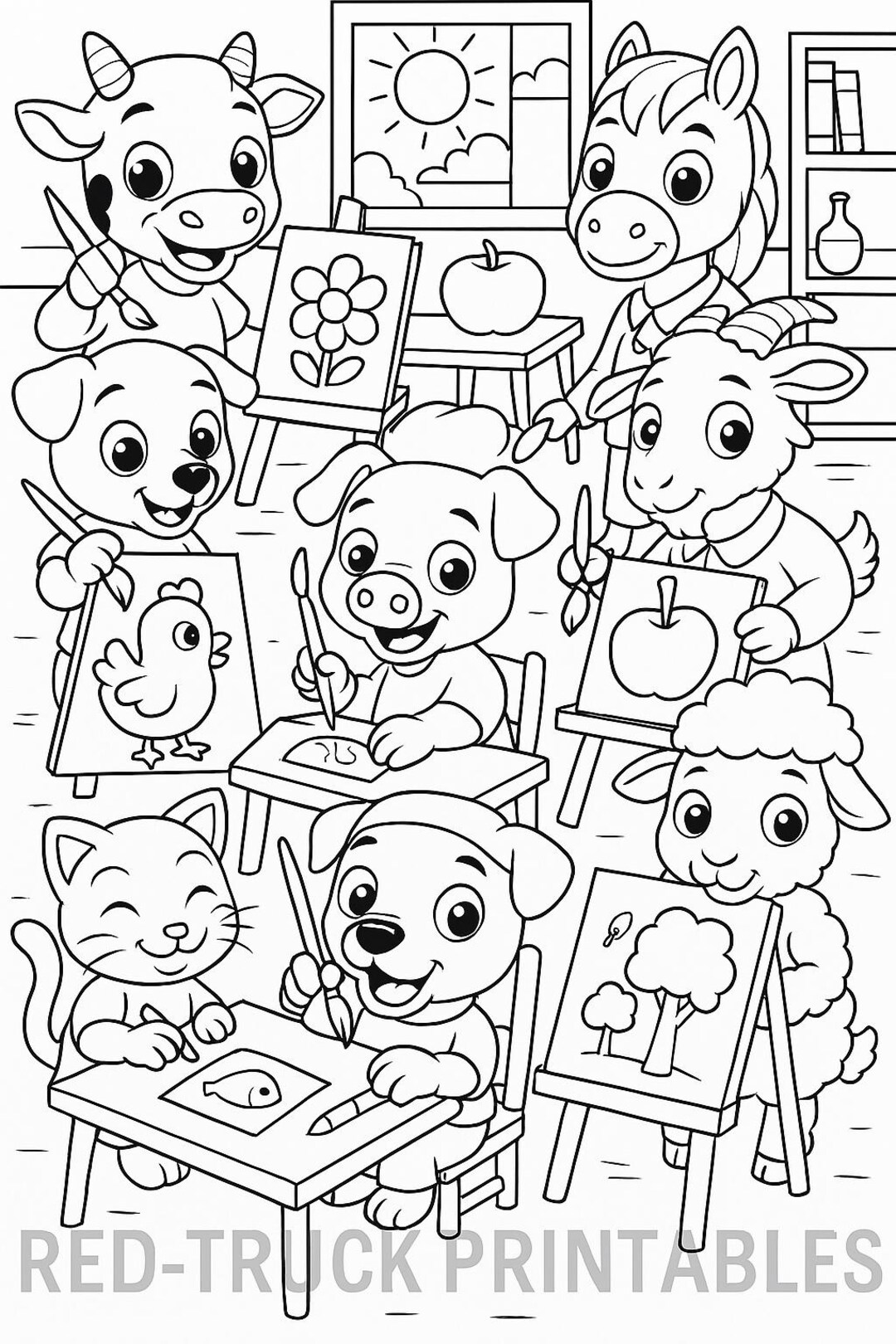 Funny Farm Animals Coloring Pages ~ Silly Barnyard Animals ~ Instant ...