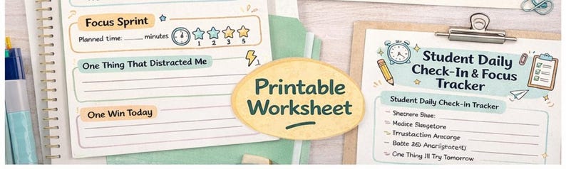 Student Daily Check-in & Focus Tracker | SEL Worksheet | ADHD | Autism ...