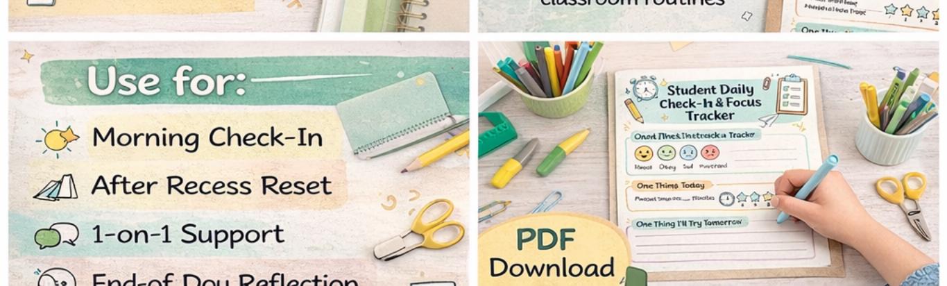 Student Daily Check-in & Focus Tracker | SEL Worksheet | ADHD | Autism ...