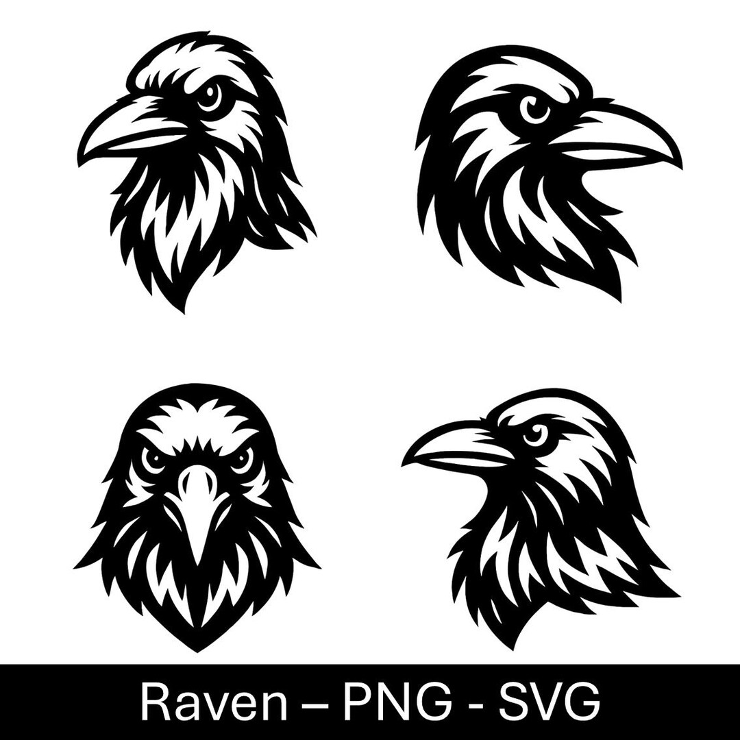 Gothic Raven Head Line Art | Cricut & Laser Cut File (SVG PNG) - Etsy