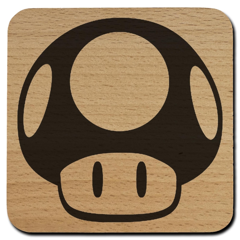 Super Mario Power Ups - Engraved Wooden Coaster - Etsy