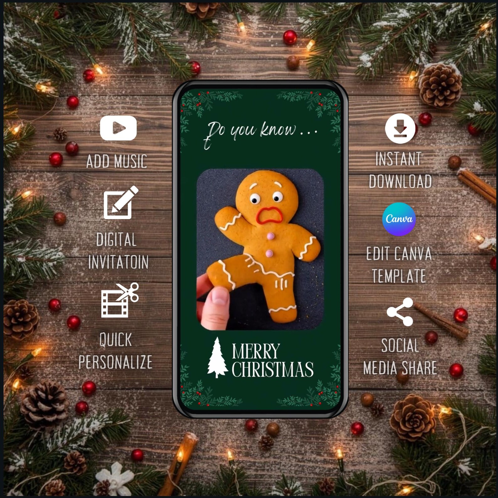 Cheerful Christmas Greeting Card With Animated Gingerbread Man: DIY ...