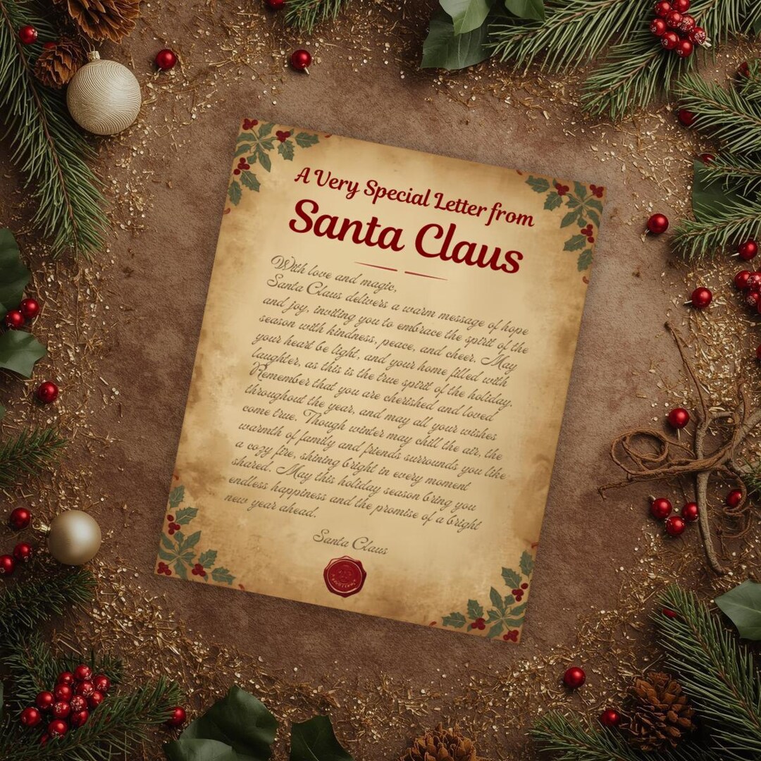 Vintage Santa Letter: Holiday Printable With Signature Seal (digital ...