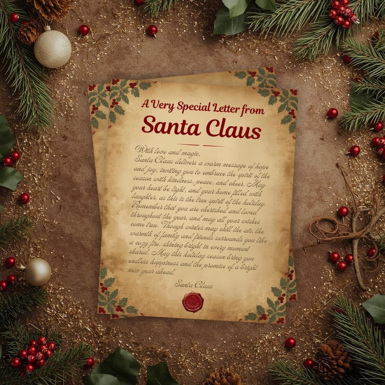 Vintage Santa Letter: Holiday Printable With Signature Seal (digital ...