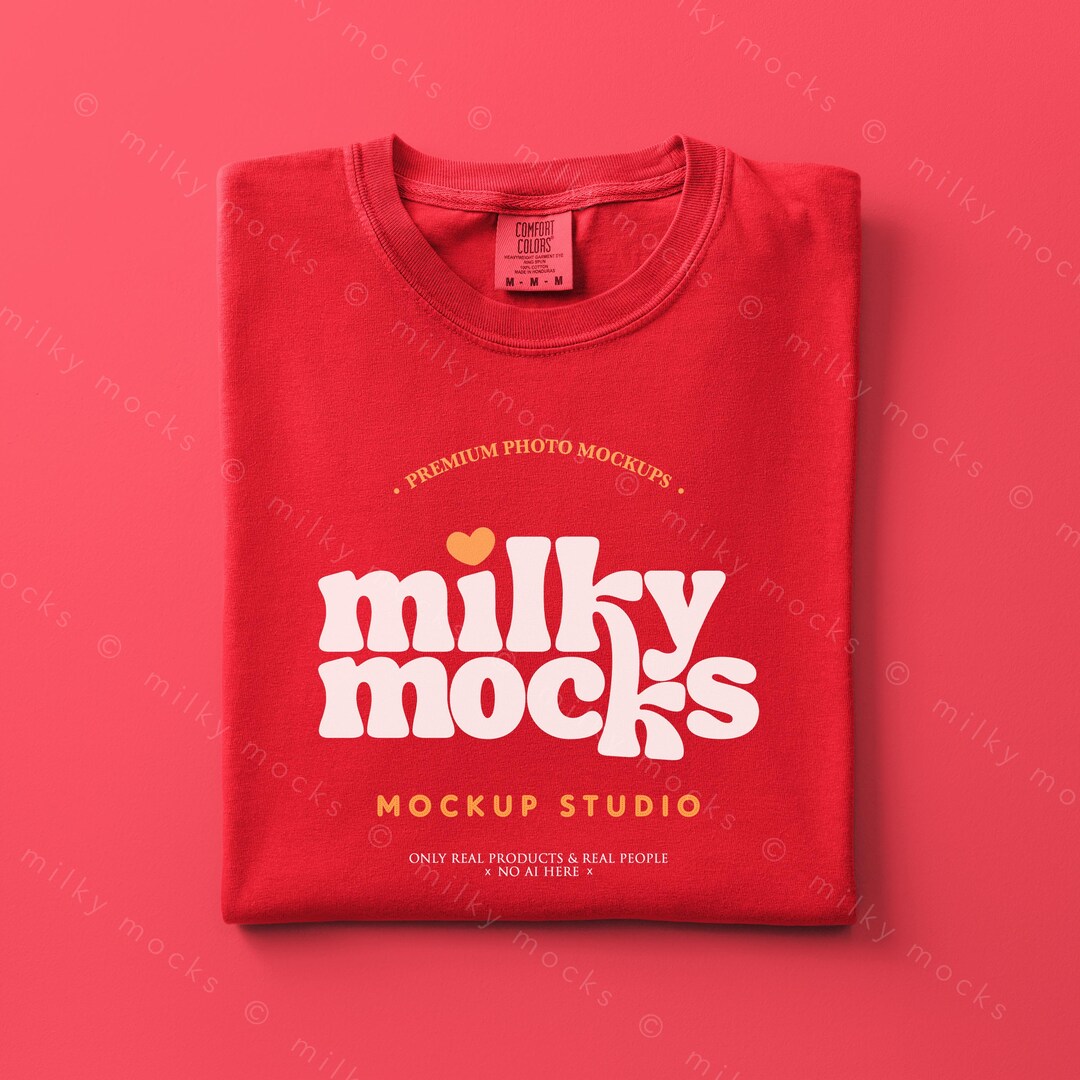 RED Comfort Colors 1717 Mockup | CC1717 Tshirt Mockup Neutral Blank ...