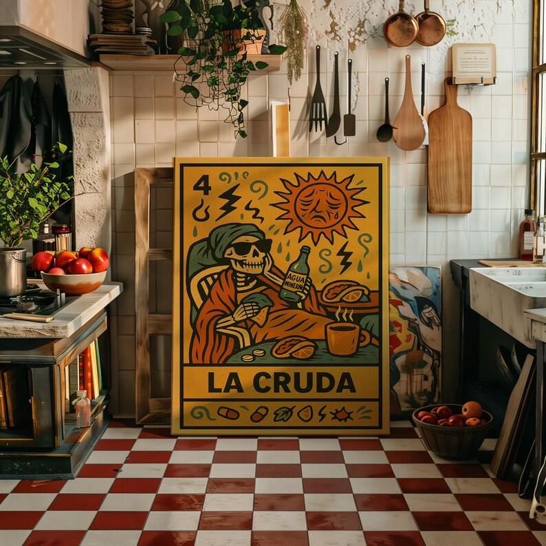 La Cruda Lotería Wall Art Mexican Hangover Skeleton Poster - Etsy