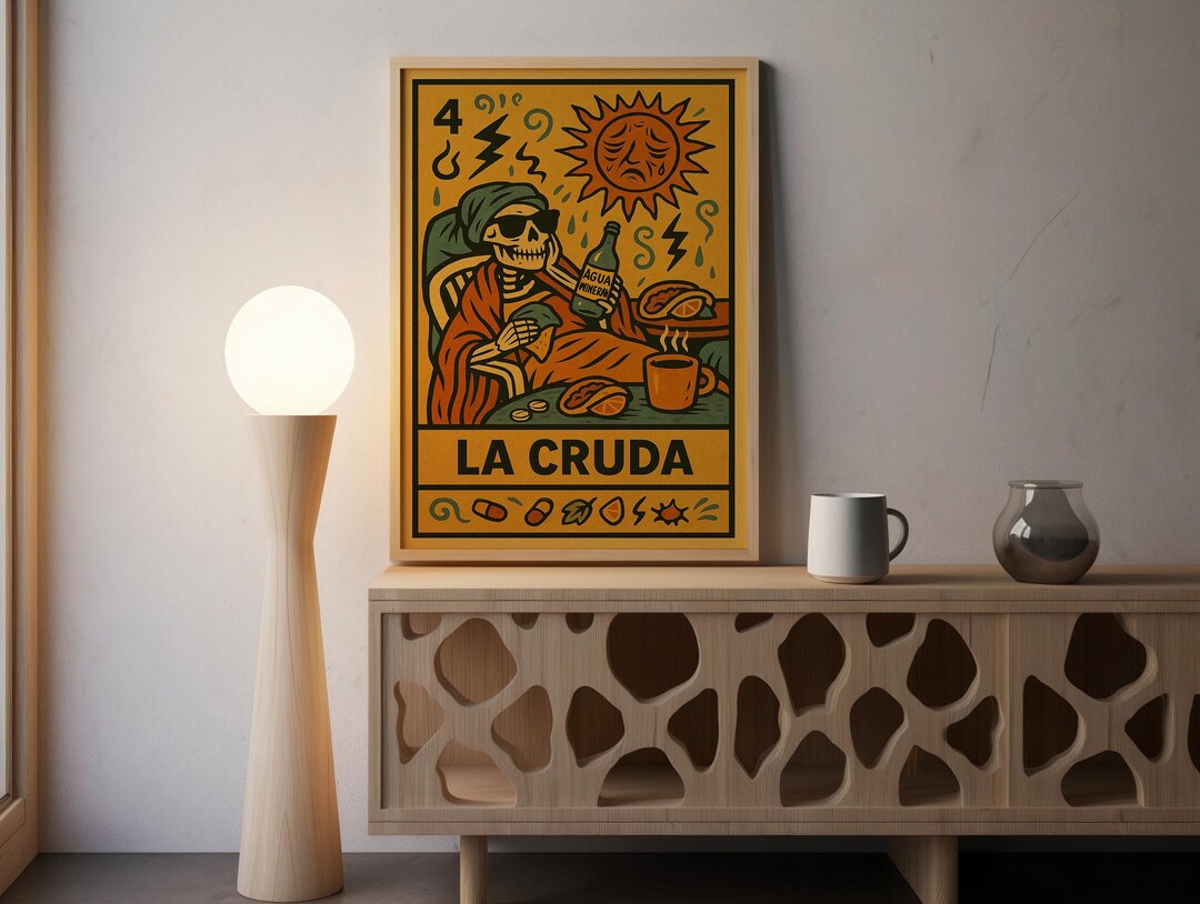 La Cruda Lotería Wall Art Mexican Hangover Skeleton Poster - Etsy