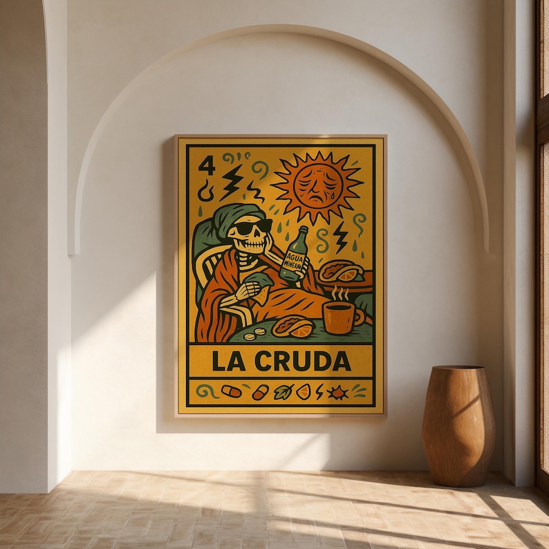 La Cruda Lotería Wall Art Mexican Hangover Skeleton Poster - Etsy