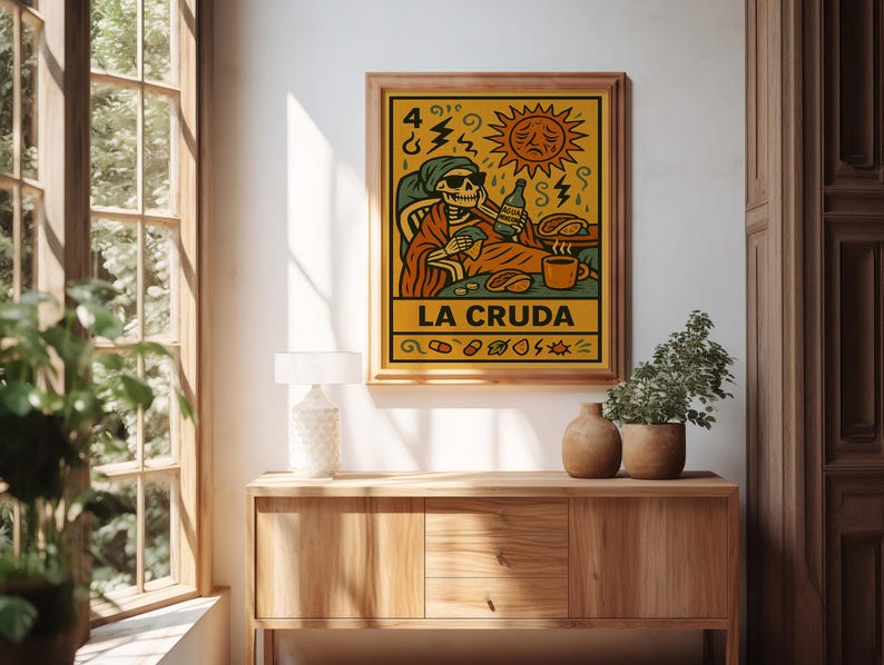 La Cruda Lotería Wall Art Mexican Hangover Skeleton Poster - Etsy