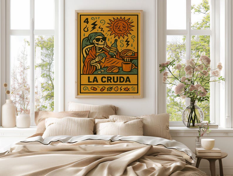 La Cruda Lotería Wall Art Mexican Hangover Skeleton Poster - Etsy
