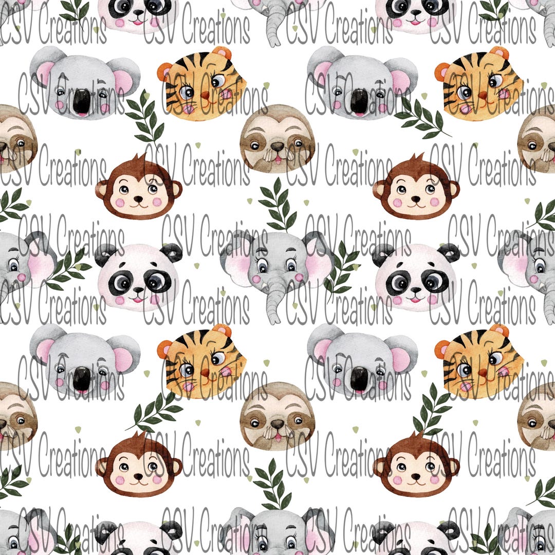 Baby Jungle Animals Seamless Pattern Digital File - Etsy