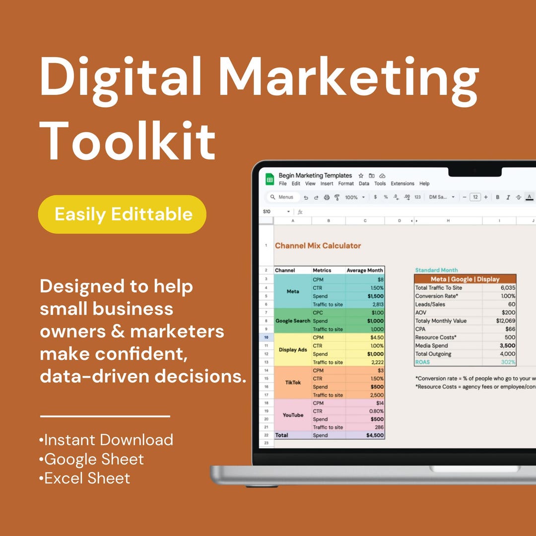 Editable Marketing Spreadsheet Toolkit for Small Business Owners - Etsy