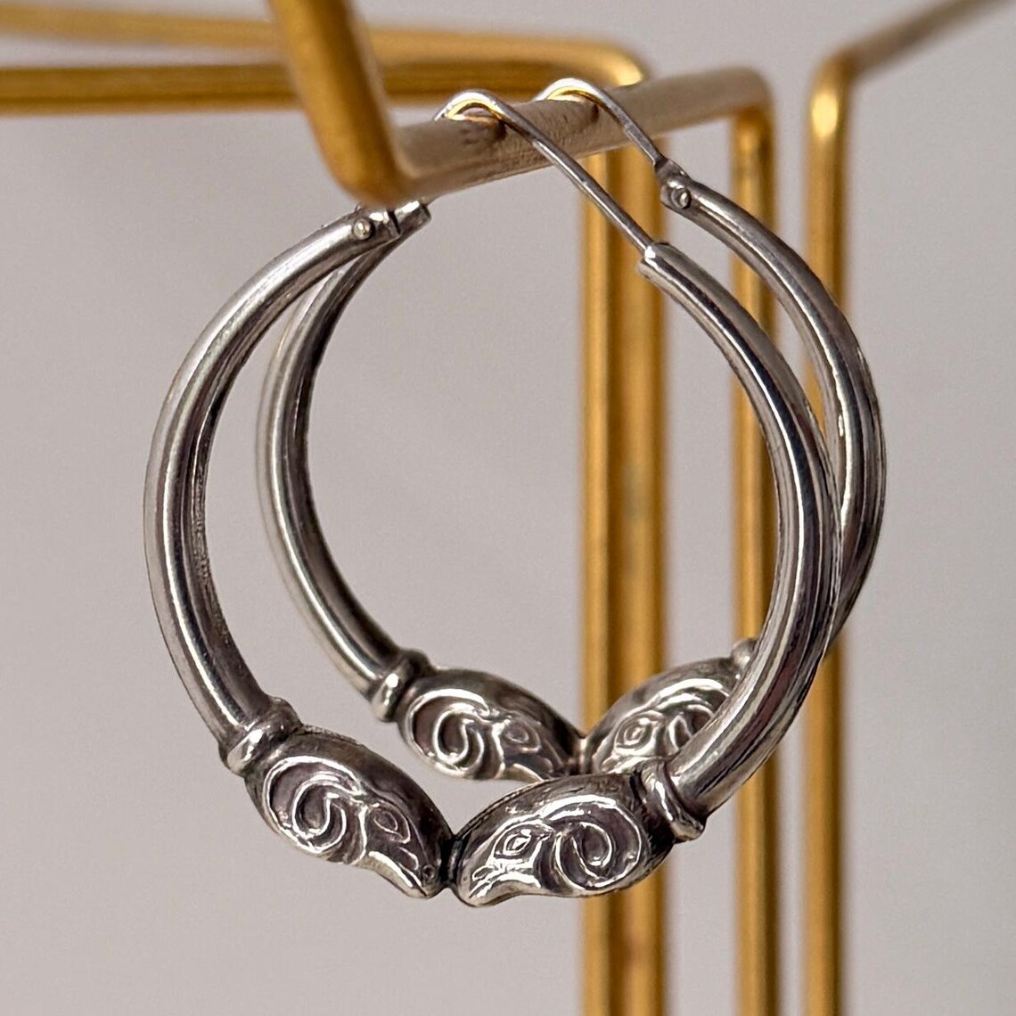 Sterling Silver Ram Hoop Earrings - Etsy
