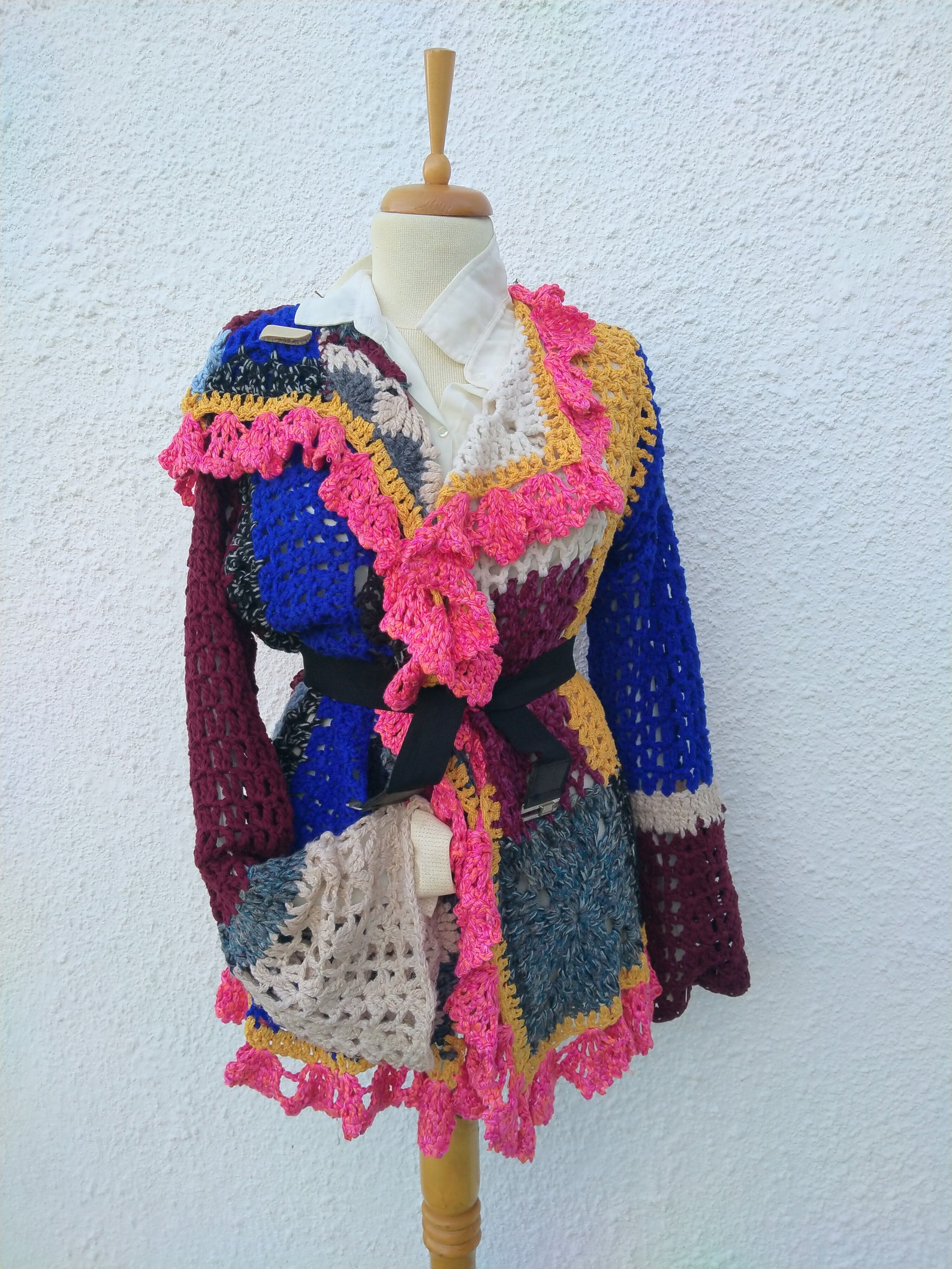 Colorful Patchwork Organic Cotton Handknit Sweater, Boho Chic Vibrant ...