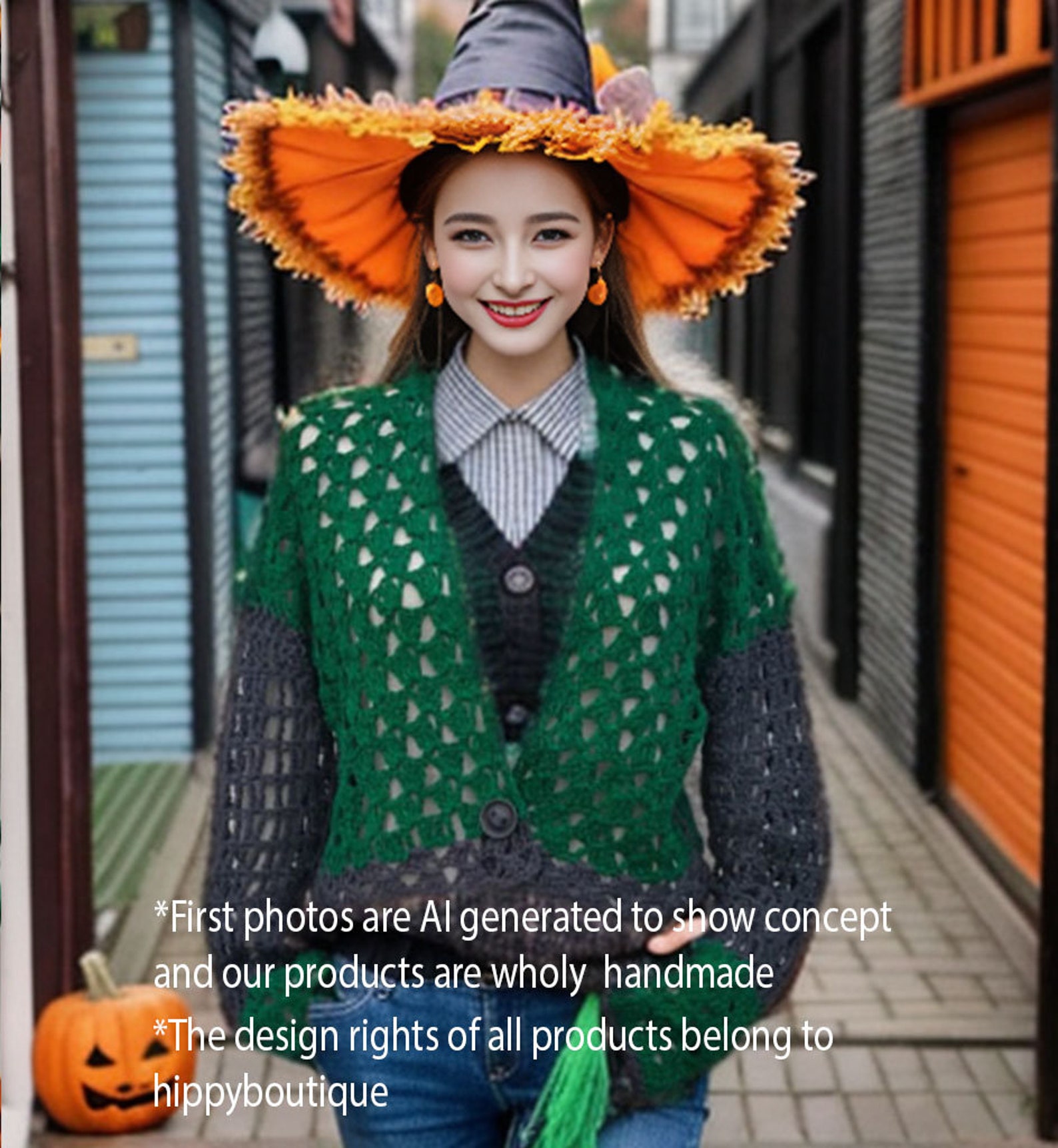 Green Handknit V Neck Cardigan, Vintage Style Sweater, Crochet Sweater ...