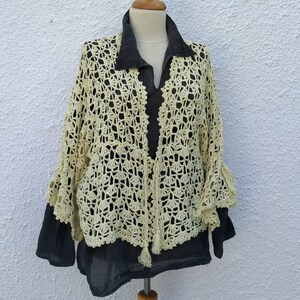 Yellow Beige Lace Cardigan, Seasonal Lace Cardigan, Design Cardigan ...