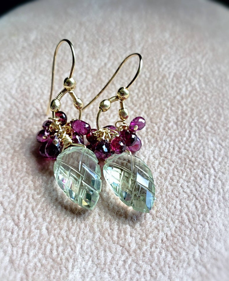 Carved Prasiolite Green Amethyst With Rhodolite Garnet - Etsy