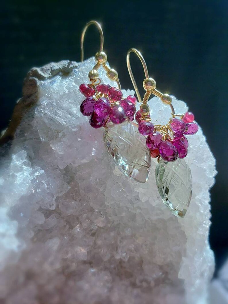 Carved Prasiolite Green Amethyst With Rhodolite Garnet - Etsy