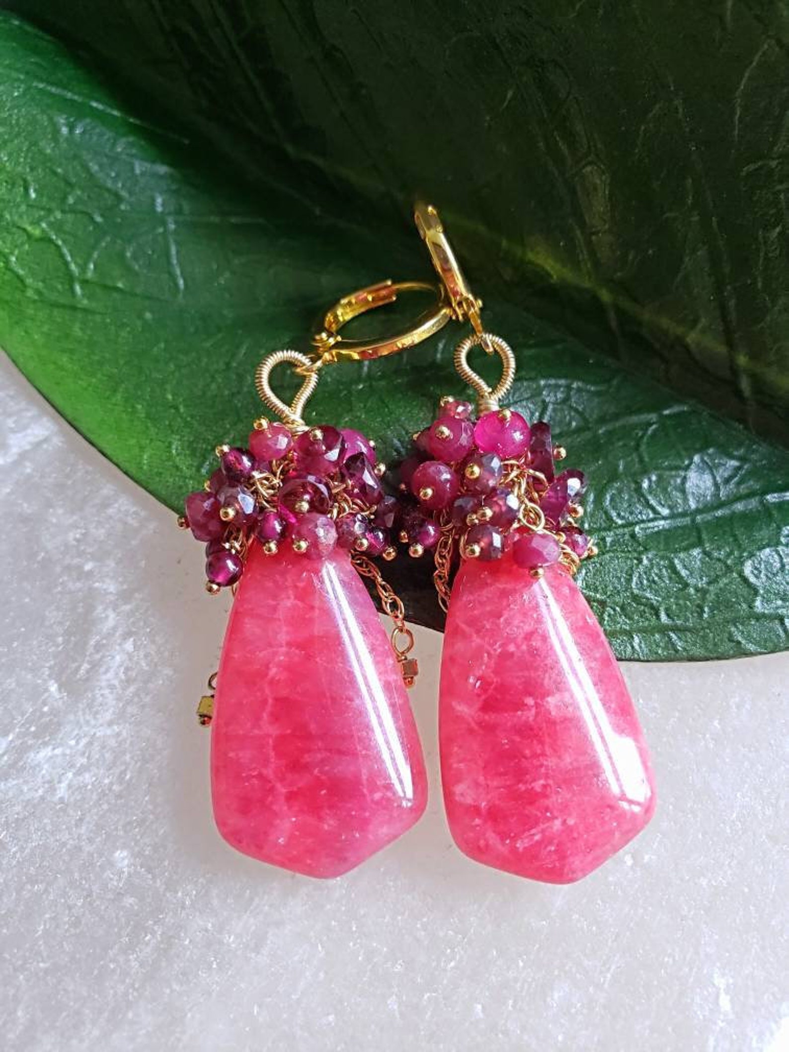 Pink Rhodochrosite With Pink Sapphires Rubies and Rhodolite - Etsy