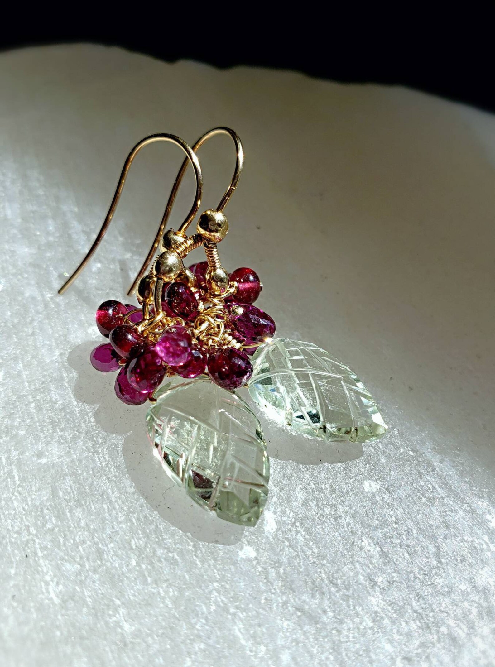 Carved Prasiolite Green Amethyst With Rhodolite Garnet - Etsy