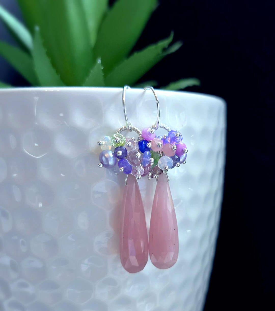 Guava Quartz With Pastel Gemstones on Sterling Silver Gift for Her - Etsy