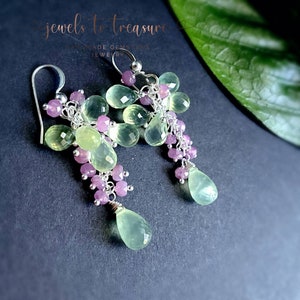 Gorgeous Prehnite With Pink Sapphires on Sterling Silver - Etsy