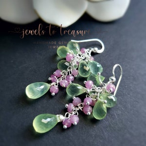 Gorgeous Prehnite With Pink Sapphires on Sterling Silver - Etsy