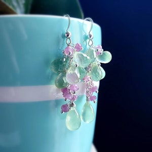 Gorgeous Prehnite With Pink Sapphires on Sterling Silver - Etsy