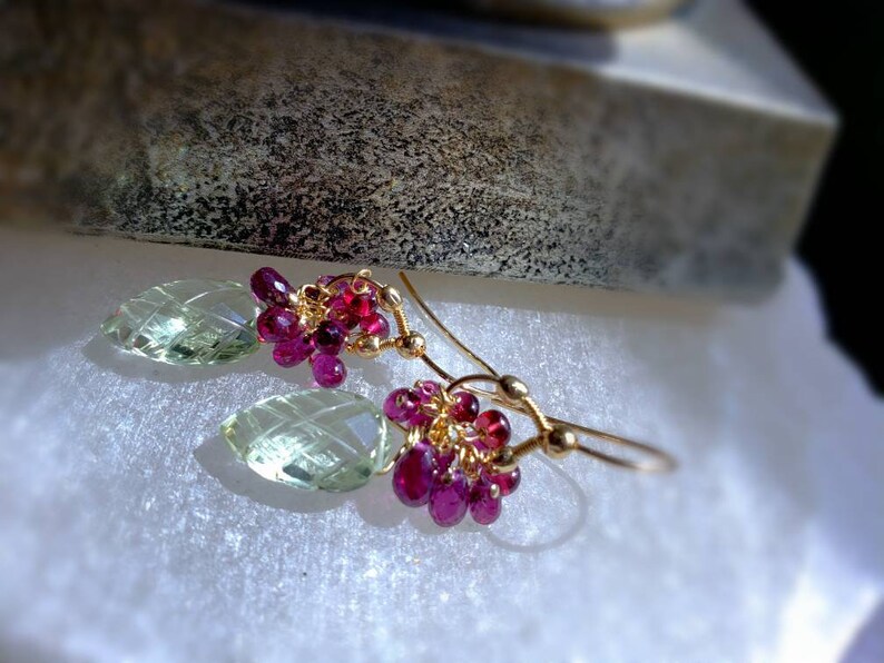 Carved Prasiolite Green Amethyst With Rhodolite Garnet - Etsy