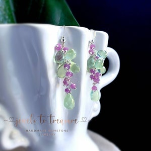 Gorgeous Prehnite With Pink Sapphires on Sterling Silver - Etsy