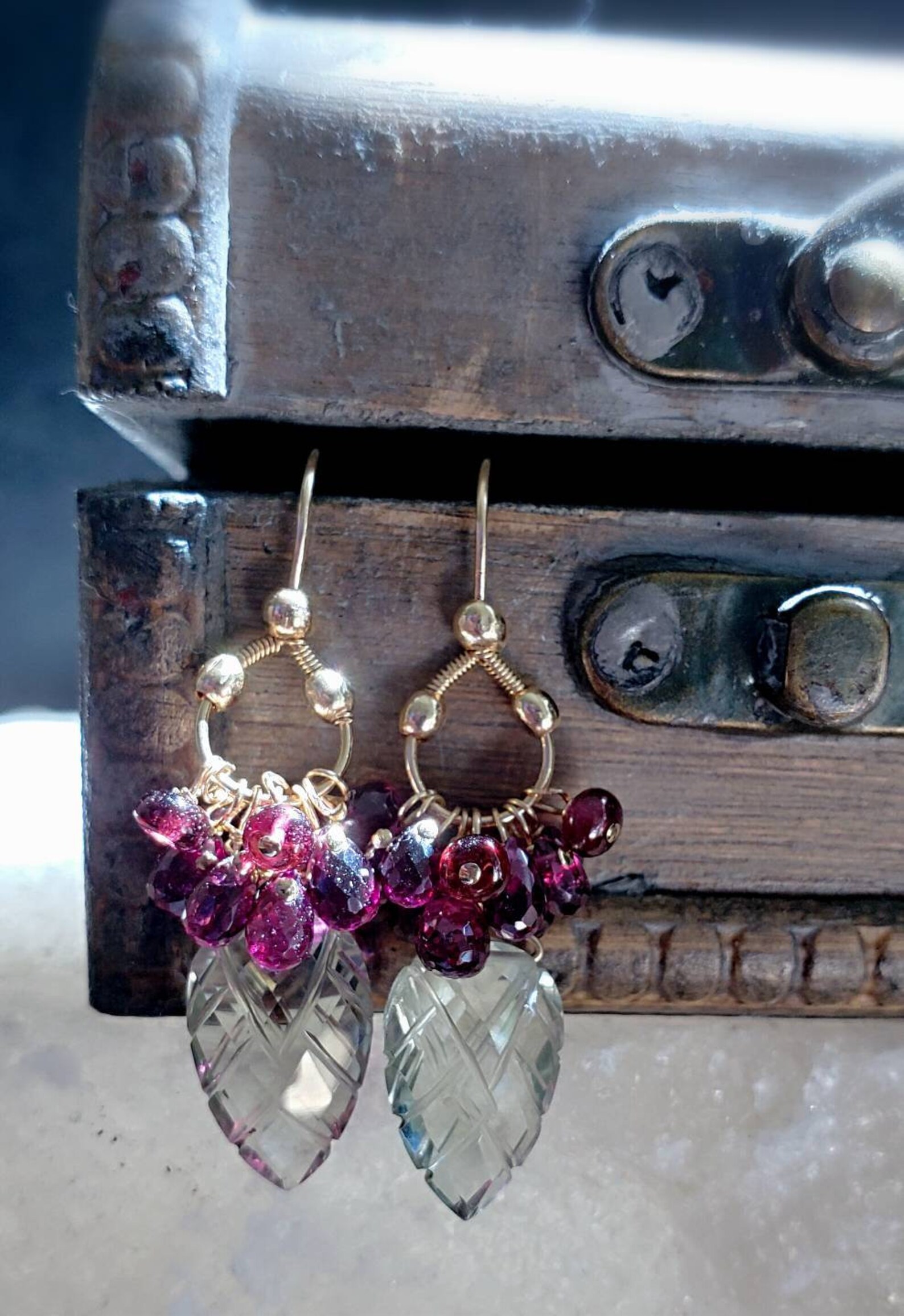 Carved Prasiolite Green Amethyst With Rhodolite Garnet - Etsy