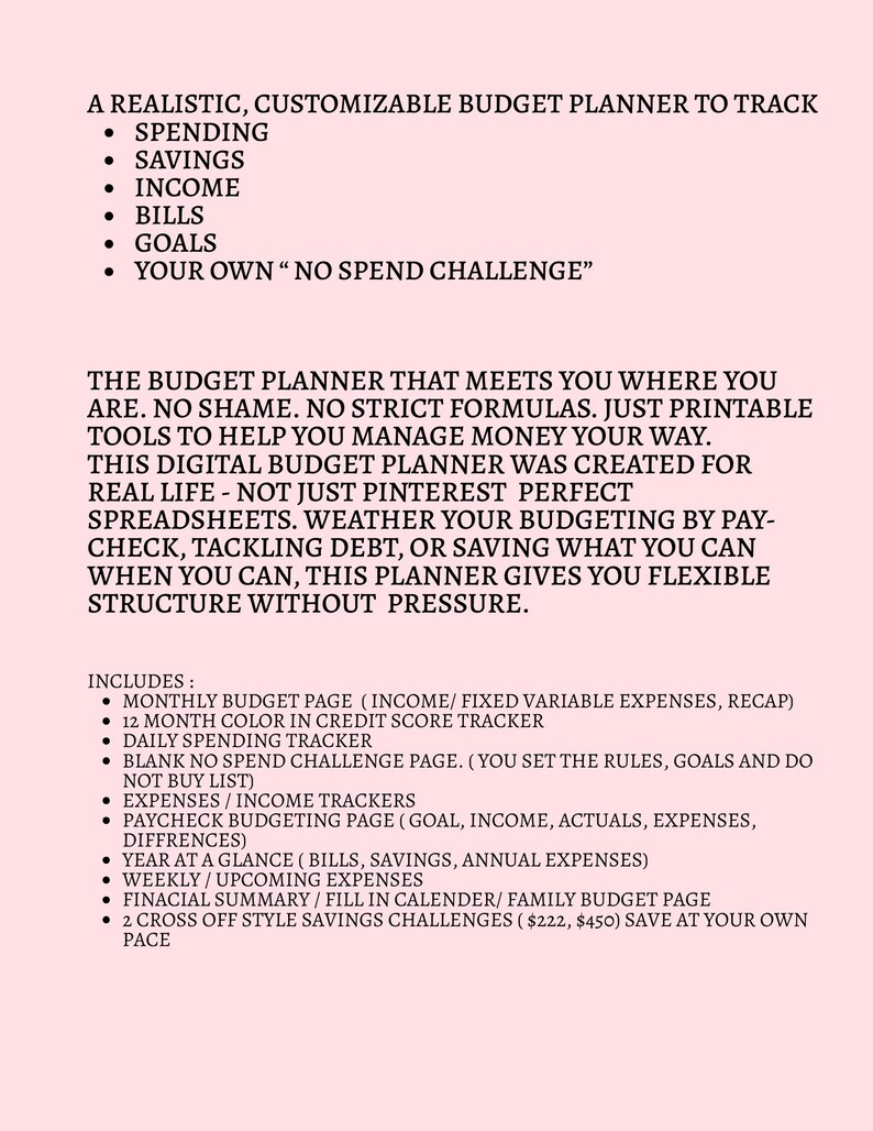 Printable Budget Planner | Monthly & Weekly Budget Sheets | No Spend ...