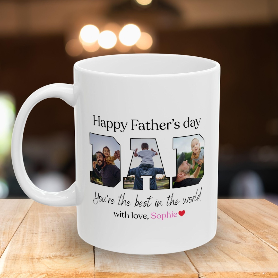 Custom Photo DAD Mug, Fathers Day Gift With Pictures & Kids Name ...