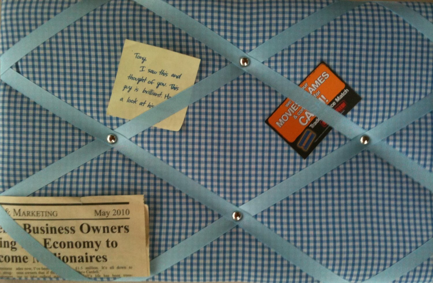Pin Board/notice Board blue Gingham Message,memo,bulletin Board - Etsy