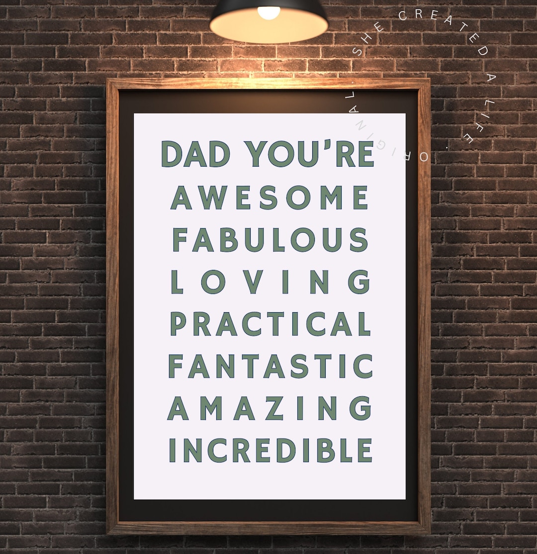Dad You're Awesome, Digital Download Art Print Poster, Fathers Day ...
