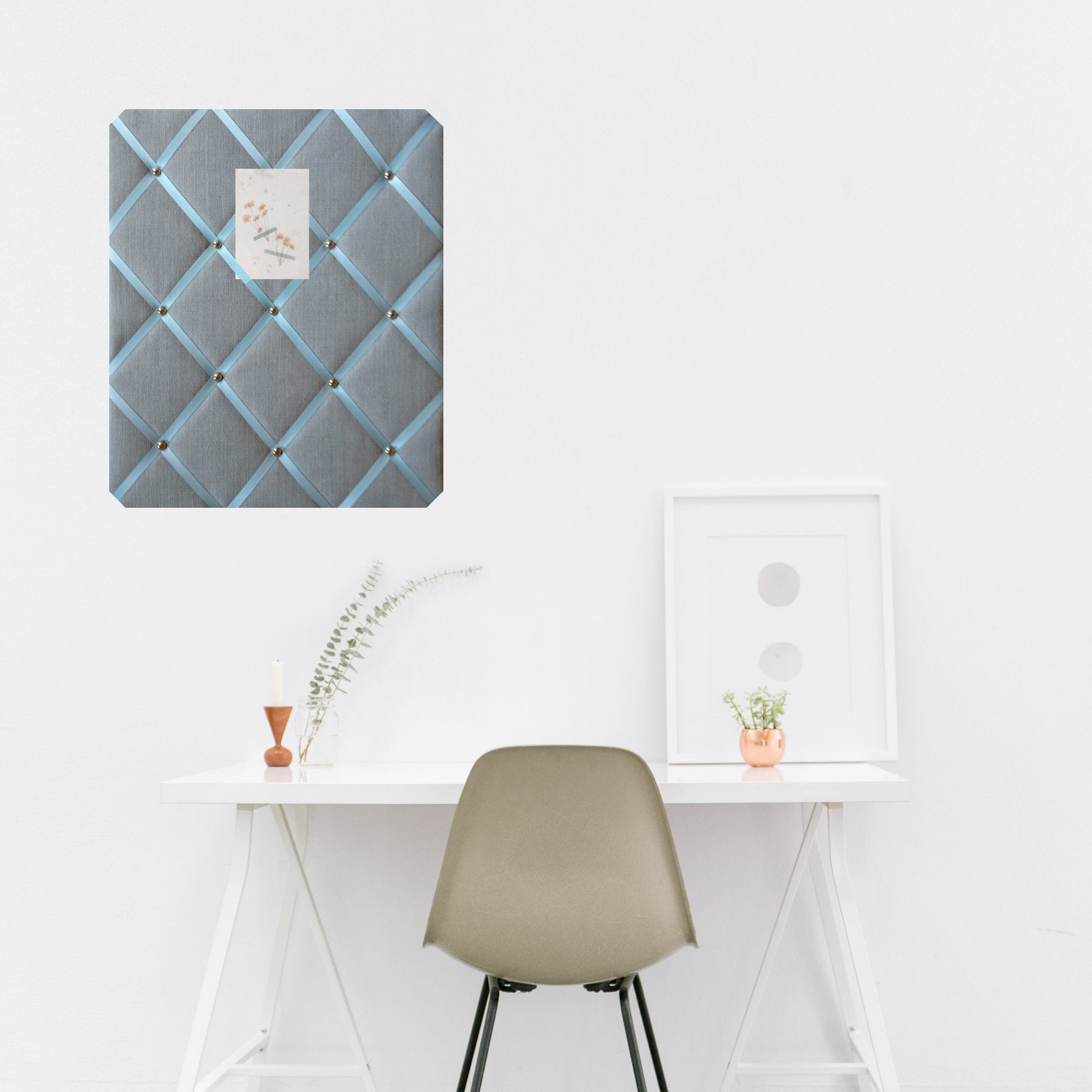 Pin Board/notice Board duck Egg Blue Linen Fabric With - Etsy